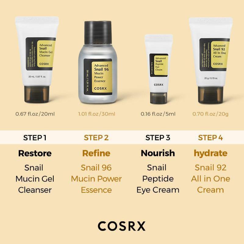 COSRX - All About Snail Mucin Korean Skin Care Set, Mini Travel Essent ...